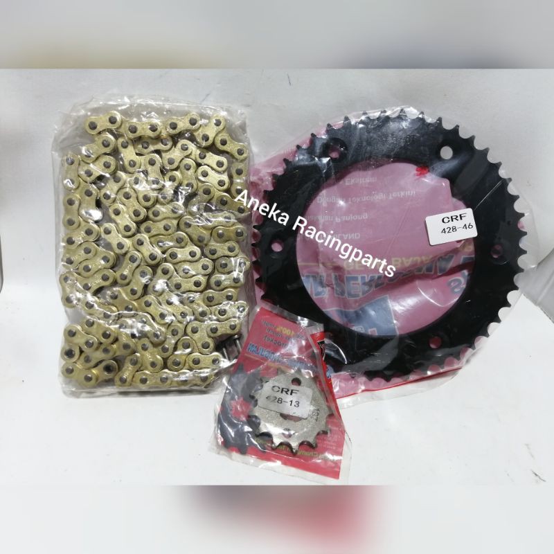 Jual gir set crf 150 supermoto 46 48 rantai gold / gear set crf ...