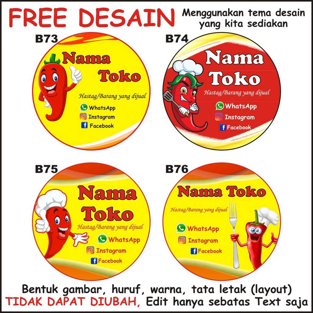 Jual (TEMA CABE)STIKER BULAT ISI 60/STIKER KEMASAN/STIKER PRODUK/STIKER ...