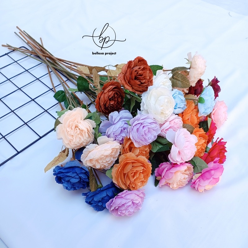 Jual BUNGA MAWAR BESAR 3 CABANG ARTIFICIAL IMPORT PERTANGKAI | Shopee ...