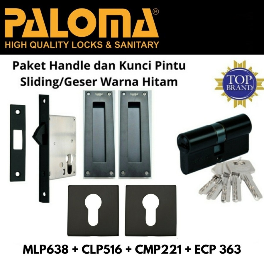 Jual PALOMA Kunci Pintu Sliding Geser Hitam Set Handle Tanam | Shopee ...