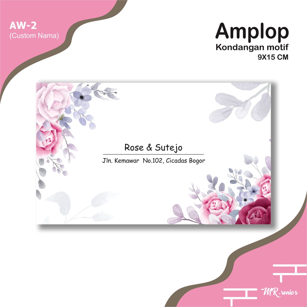 Jual Cetak Amplop Custom Nama Motif Bunga Undangan / Kondangan AW-5 ...