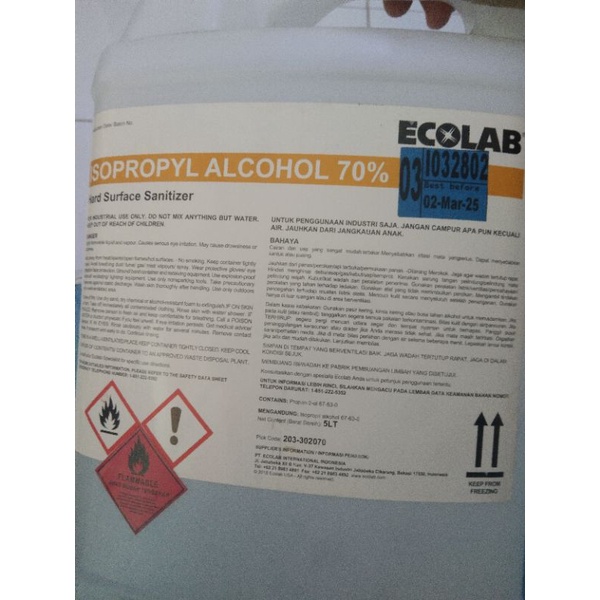 Jual hand sanitizer Ecolab IPA70 Isoproyl alcohol 70% | Shopee Indonesia