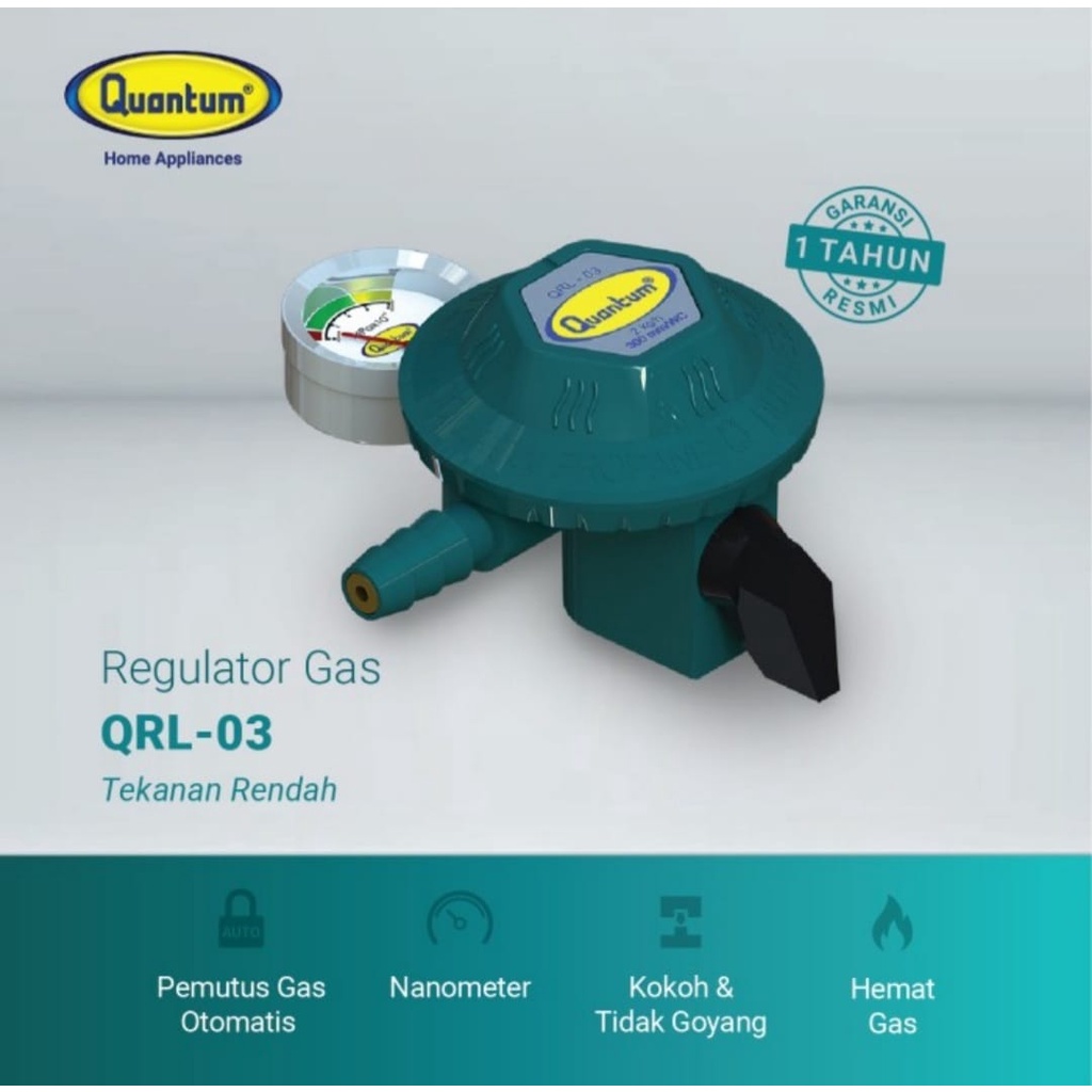 Jual Regulator Gas Quantum QRL 03 + Pressure Meter Kepala Regulator LPG ...