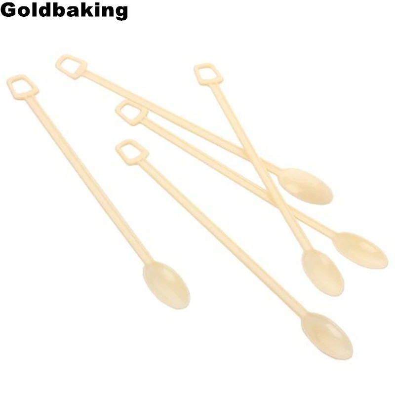 Jual Goldbaking Disposable Coffee Stirrer Spoon Plastic Stir Stirrer Mini Stir Tea Swizzle ...