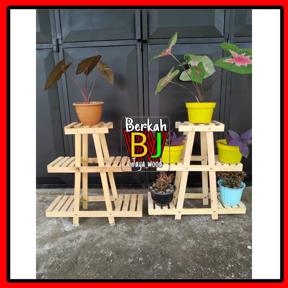 Jual RAK BUNGA SUSUN 3 TINGKAT/ tempat bunga wooden / standing pot asli ...
