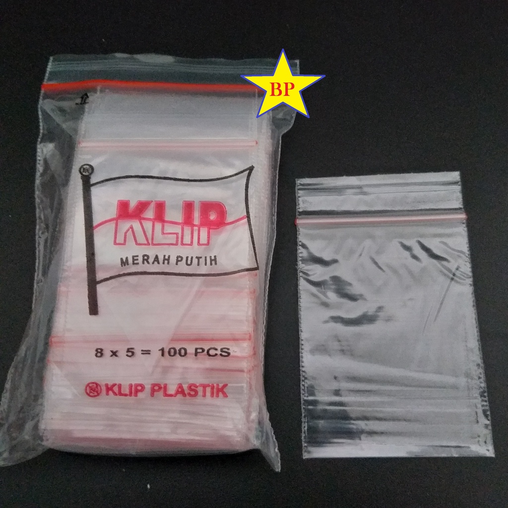 Jual Plastik Klip 8 cm x 5 cm/ Klip Merah Putih/ Plastik zipper ...