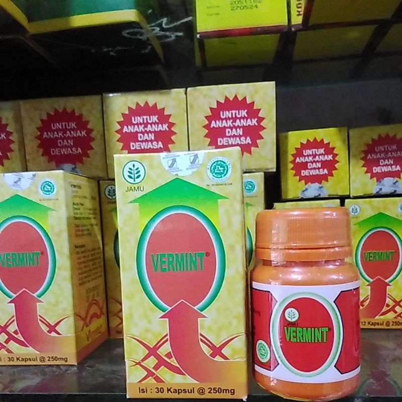 Jual vermint obat cacing | 30 kapsul | 12 kapsul | untuk anak-anak dan ...