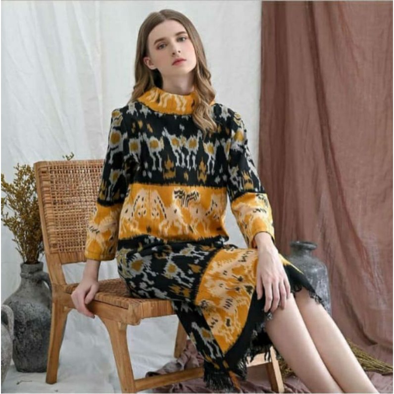Jual Sekala Dress Tenun ORI Terbaru Motif Sumbawa | Shopee Indonesia