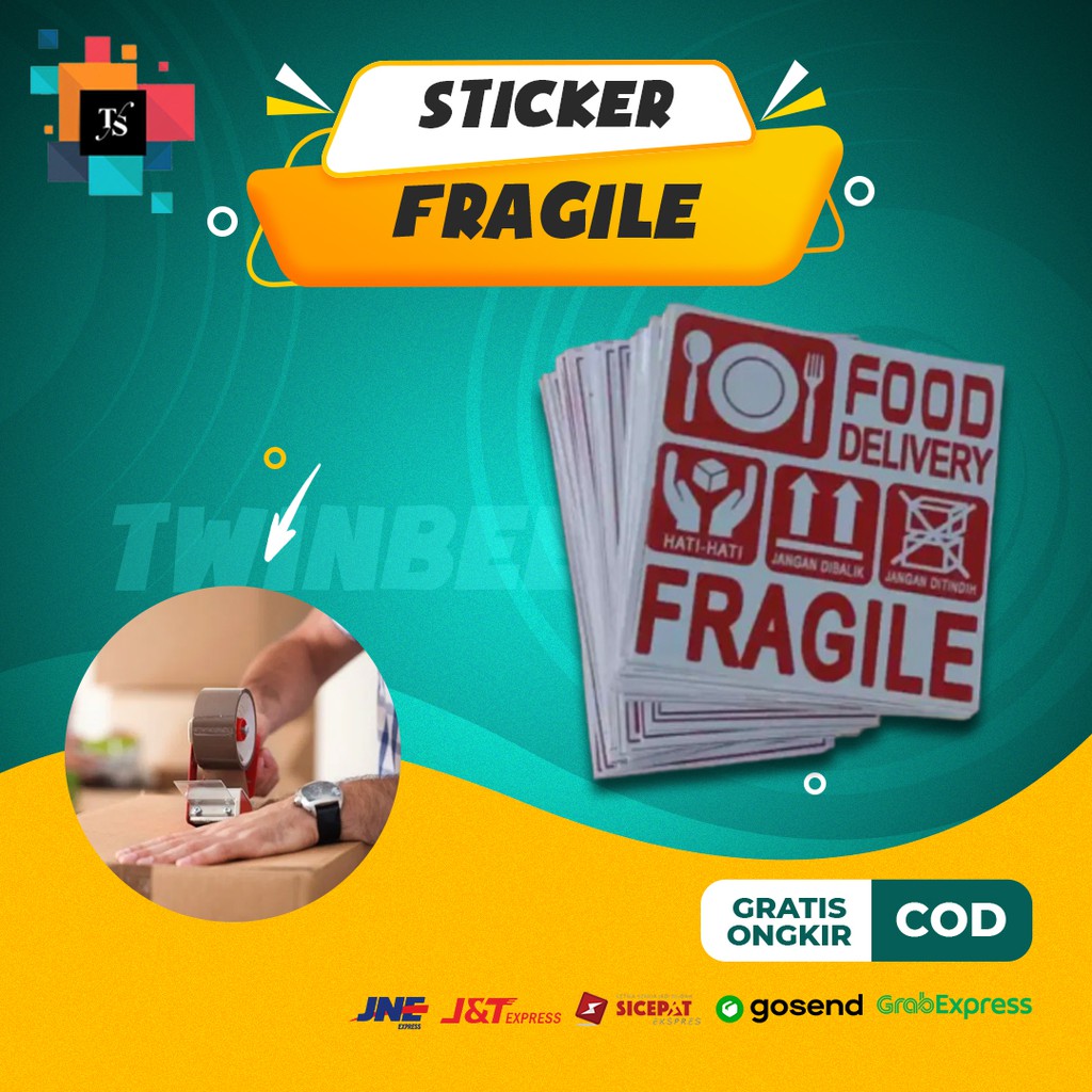 Jual Sticker Tempelan FRAGILE untuk Food Delivery Makanan ukuran 5.5CM ...