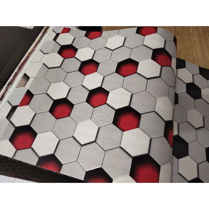 Jual Wallpaper Dinding Sarang Lebah Putih Merah Hitam Elegan Nb95 4