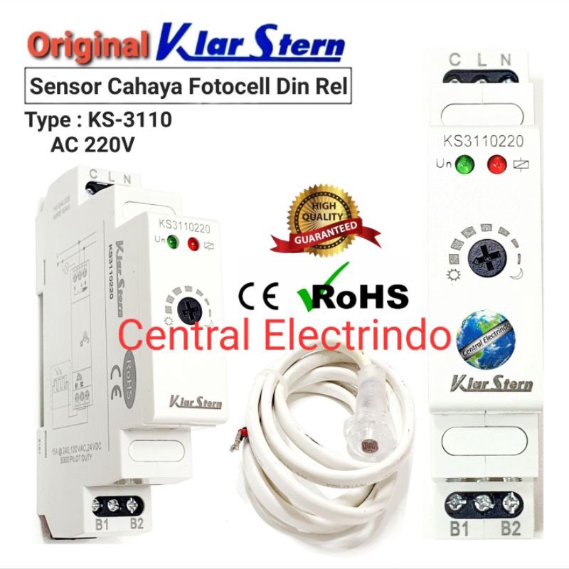 Jual Sensor Cahaya Photo Cell KS 3110 AC 220V Din Rail. | Shopee Indonesia