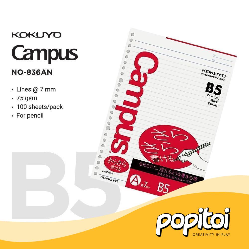 Jual KOKUYO Campus Paper Loose Leaf Refill B5 50 100 Kertas Isi Ulang Binder | Shopee Indonesia