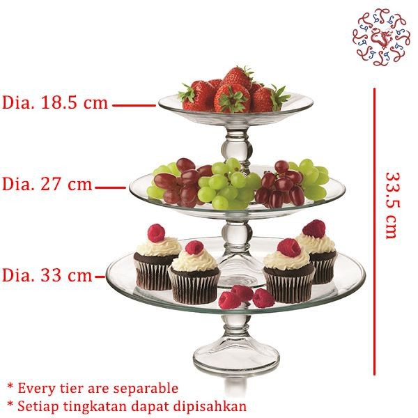 Jual LIBBEY CRISA Cake Stand - Cupcake Stand / Plate 3 Tier / Piring ...
