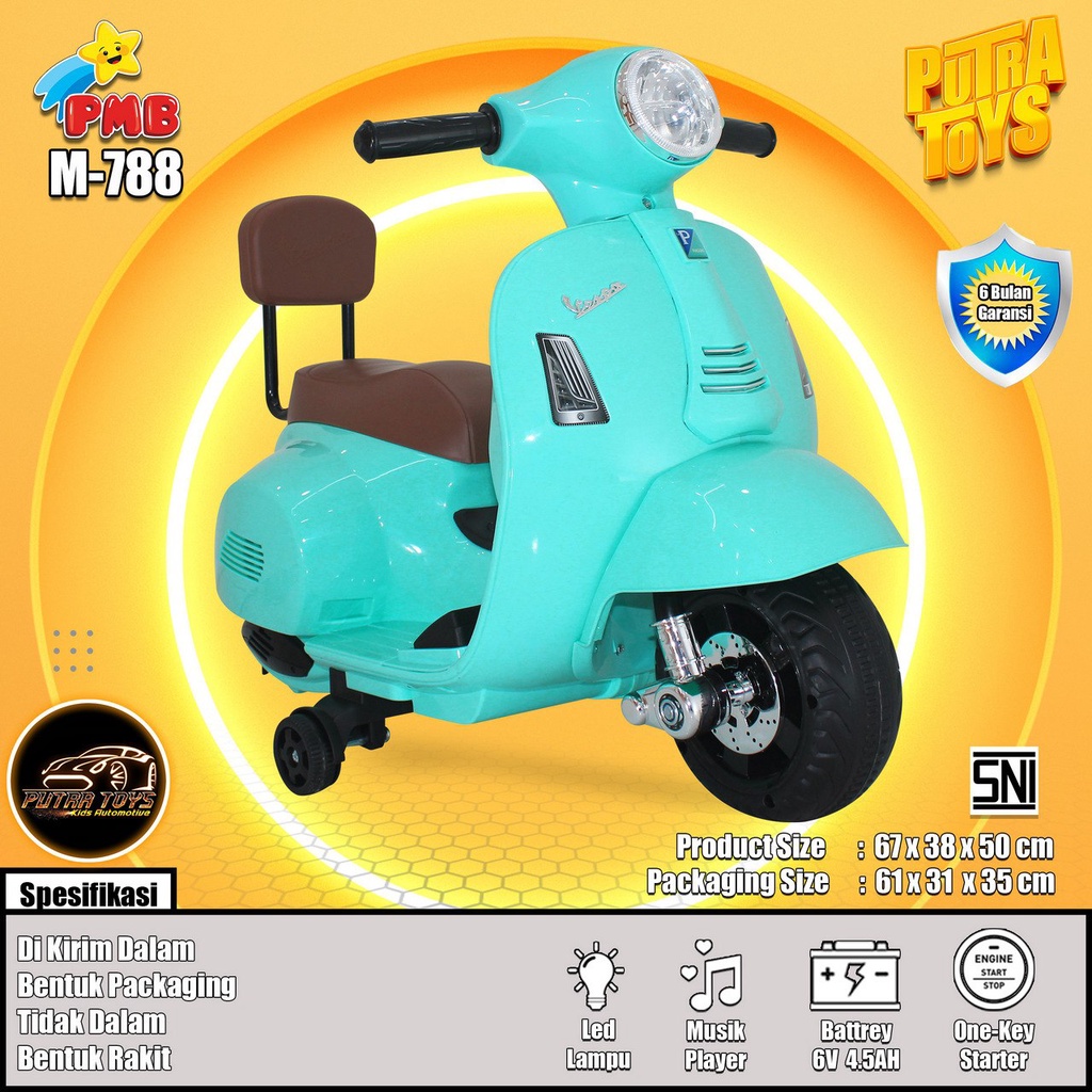 Jual Mainan Anak Motor Aki Vespa Scooter PMB M788 | Shopee Indonesia