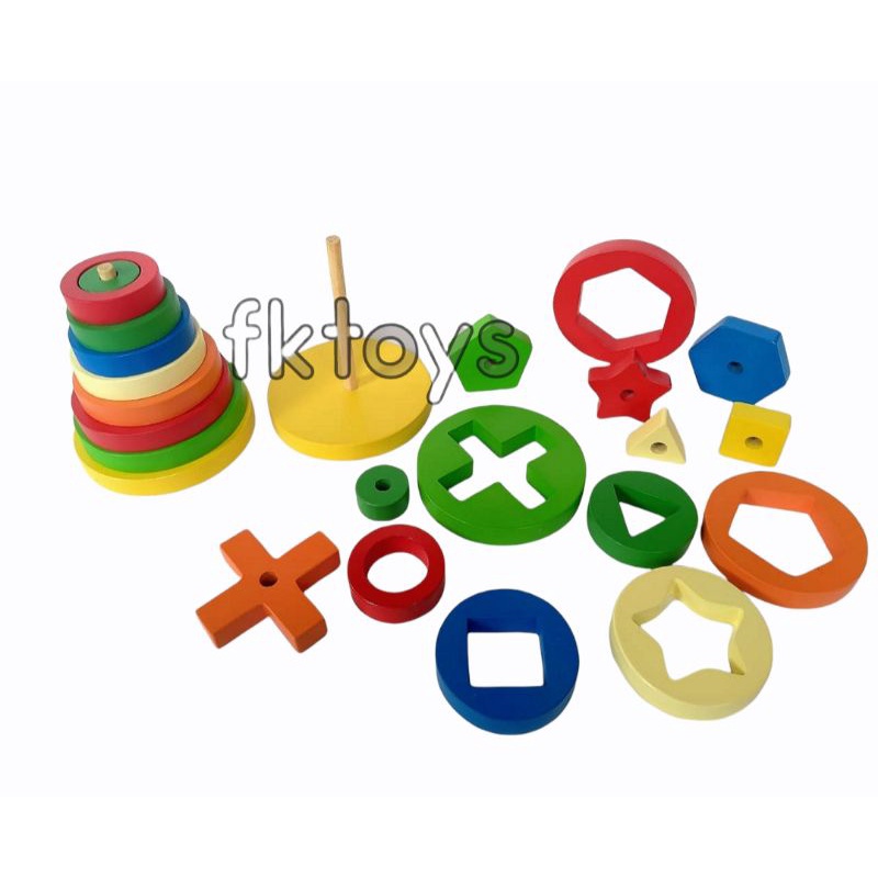 Jual Balok susun puzzle lingkaran-mainan edukasi | Shopee Indonesia