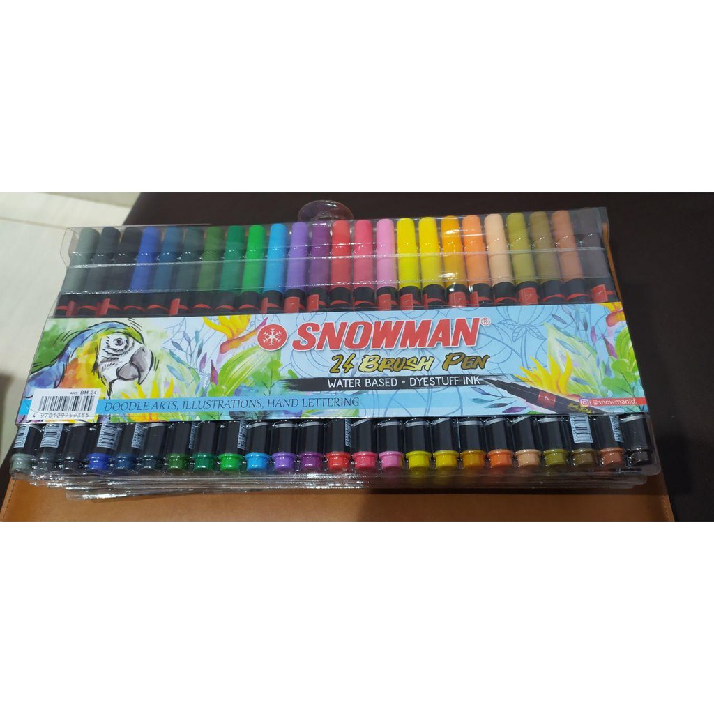 Jual Snowman Brush Pen / spidol kaligrafi Set 24 Warna BM-24 | Shopee ...