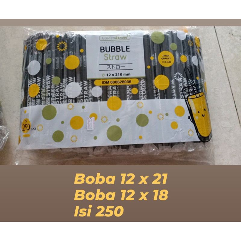 Jual Sedotan Boba OXO Golden Straw Steril isi 250 Hitam Plastik ukuran ...
