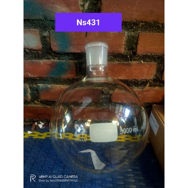 Jual boiling flask round 5000ml schott duran / labu didih alas bulat ...