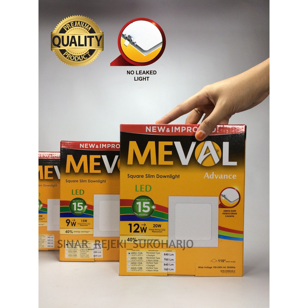 Jual MEVAL 12W Advance Square / Kotak LED Slim Downlight IB / OB Inbow ...