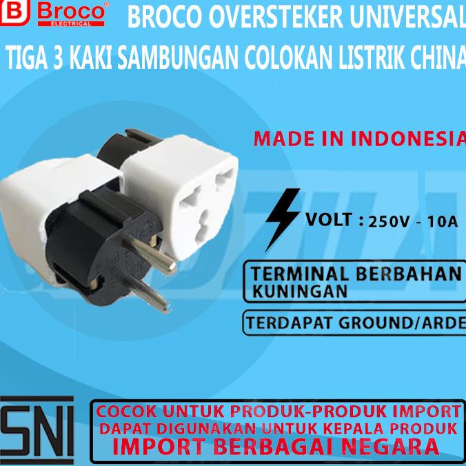 Jual Broco Colokan Listrik Converter Sambungan Kaki Tiga 3 / Gepeng Sni ...