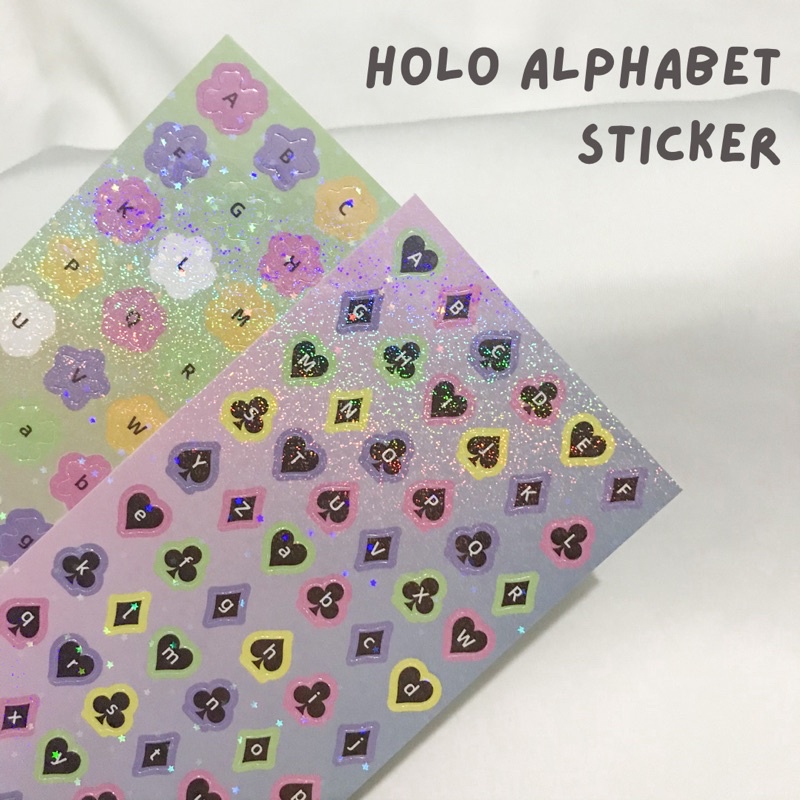 Jual Holo Alphabet Sticker || Sticker Aesthetic Sticker Ins Korea ...