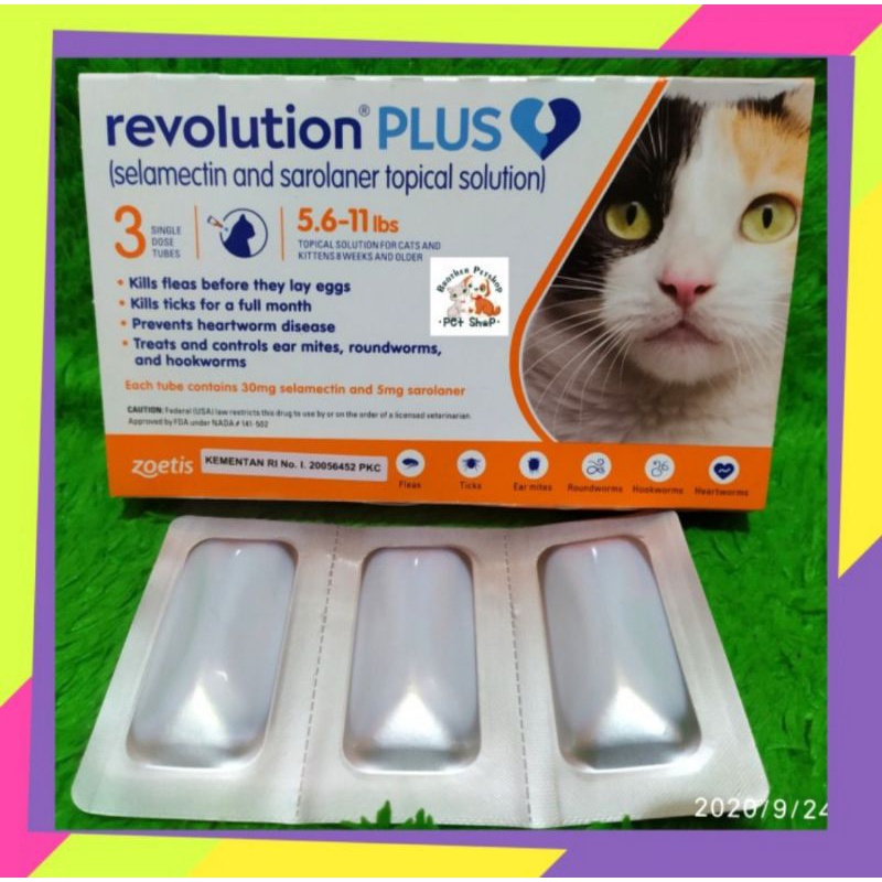 Jual REVOLUTION CAT PLUS 1 TUBE Obat Tetes Kutu Kucing 2,5kg - 5kg ...