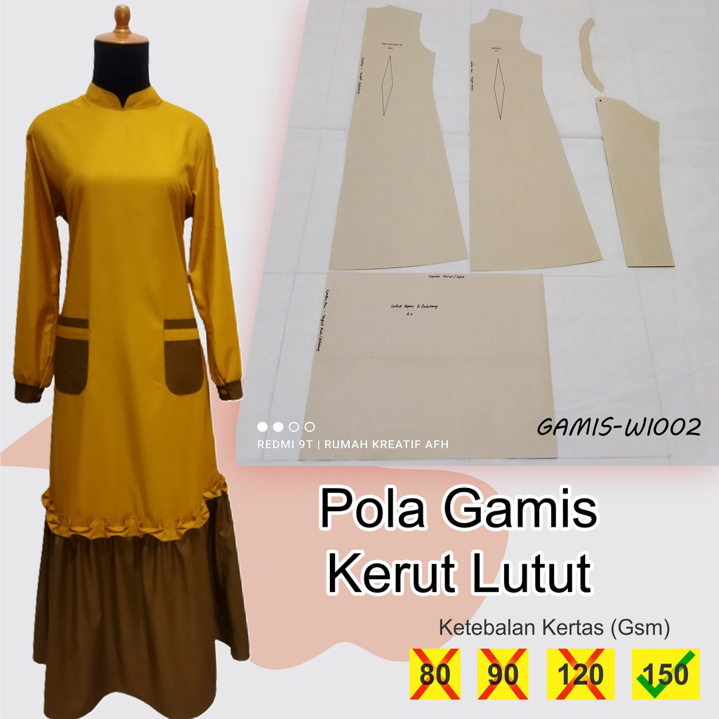 Jual Pola Instan Gamis Rempel Lutut - - Pola Baju Gamis Wanita Dewasa ...