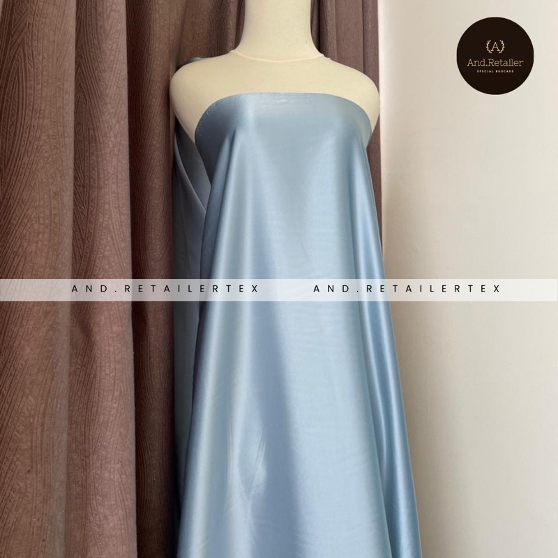 Jual Dasar Kain Satin Maxmara Pure Silk Original Warna Pastel Blue Biru ...