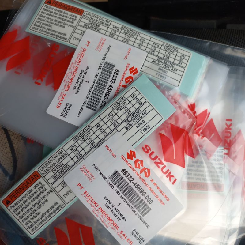 Jual stiker label ukuran tekanan ban ori suzuki | Shopee Indonesia