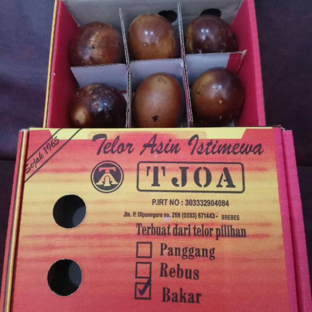 Jual Telor Asin Tjoa Bakar kemasan isi 6 | Shopee Indonesia