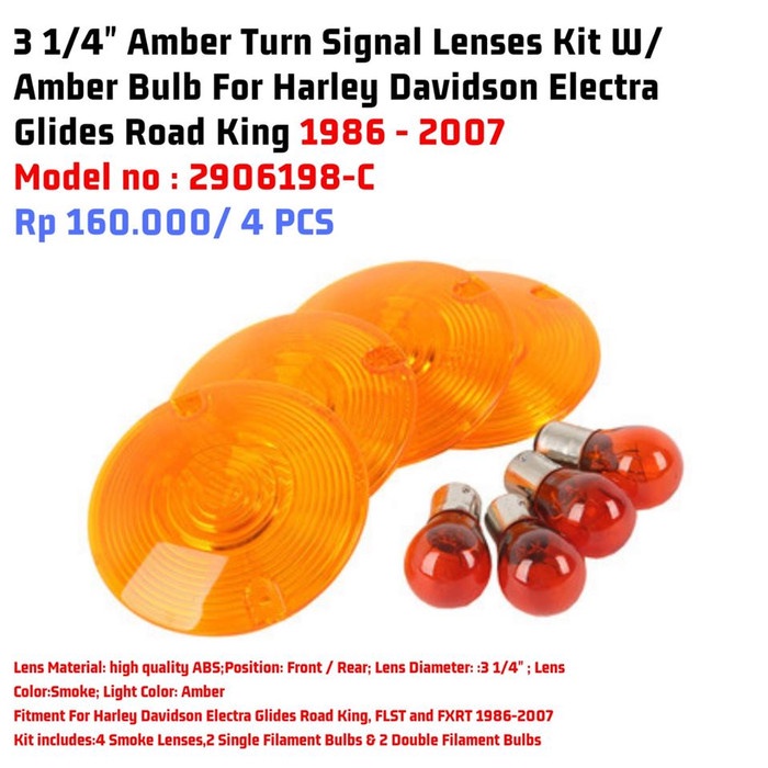 Jual Amber Turn Signal Lenses Kit 3 1 Per 4 In W Amber Bulb 2906198-C ...