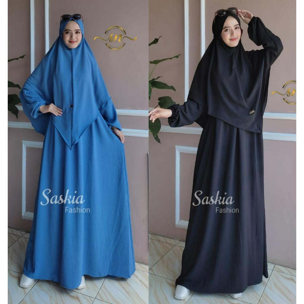 Jual Promo Gamis Putih Haji Dan Umroh Satu Set Syar'i Hijab Bergo ...