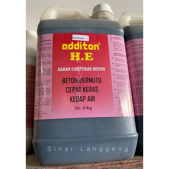 Jual Additon H.E Addibon galon (6kg) pengeras beton/campuran beton ...