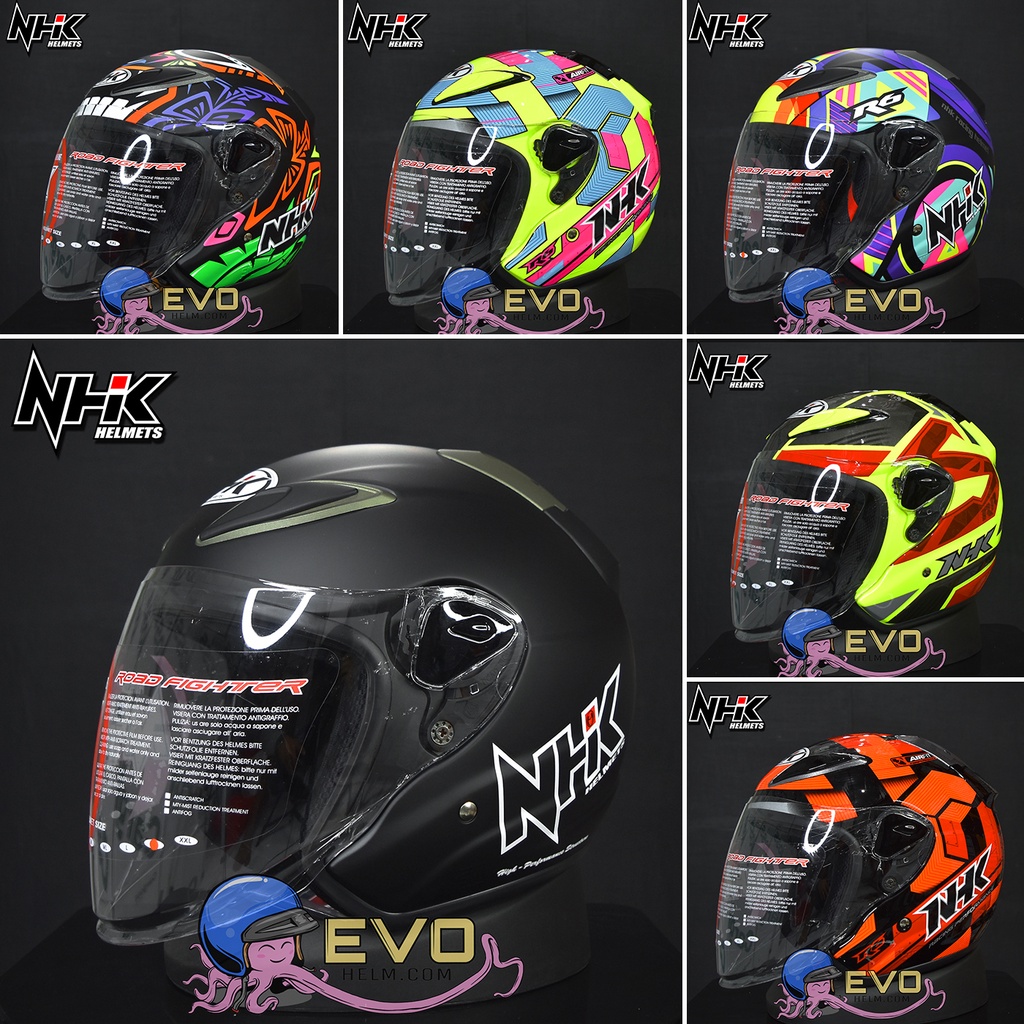 Jual NHK R6 SOLID SEMUA WARNA ORIGINAL HELM NHK HALF FACE SINGLE VISOR ...