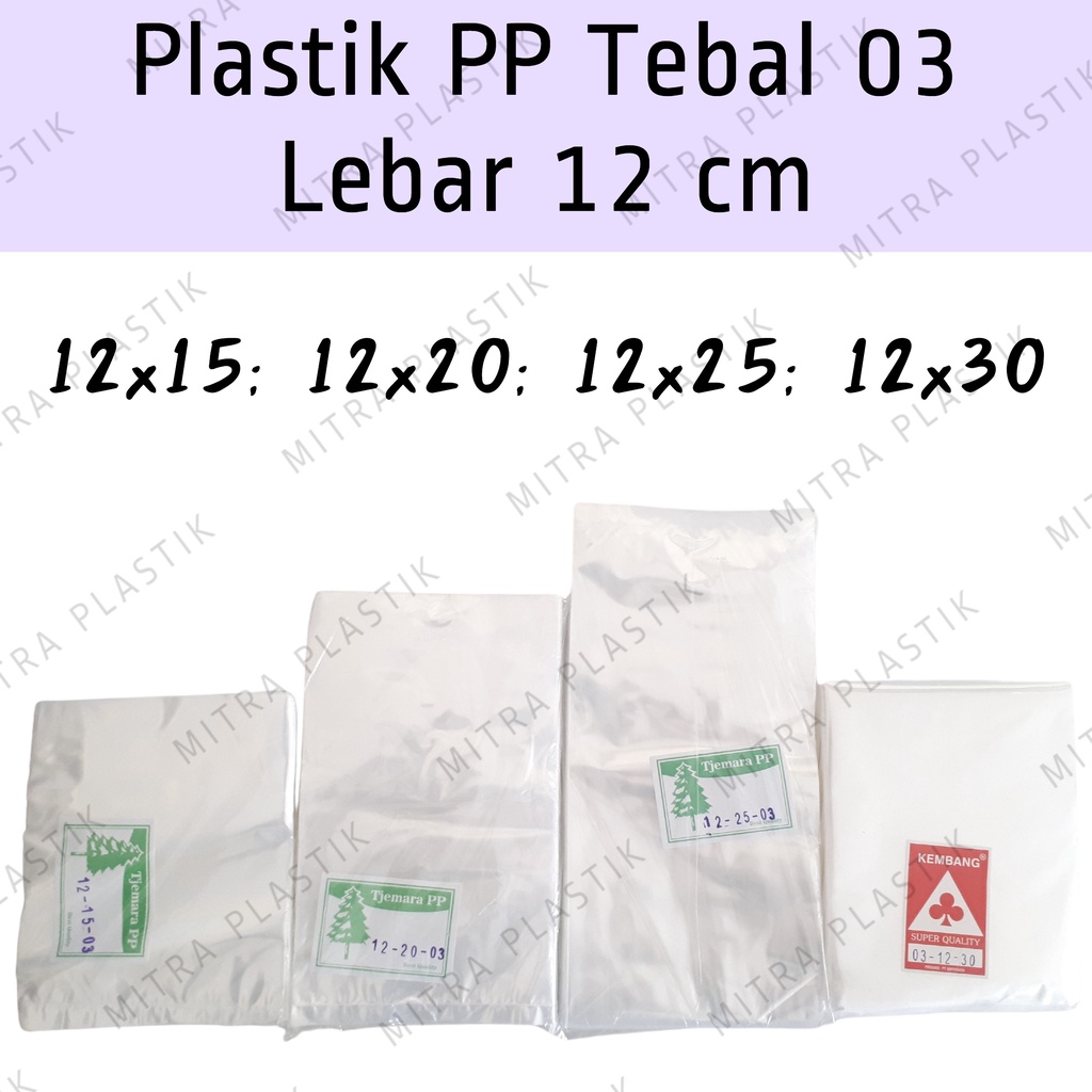 Jual Plastik PP Lebar 12 Tebal 03 12x15 12x20 12x25 12x30 Kantong ...