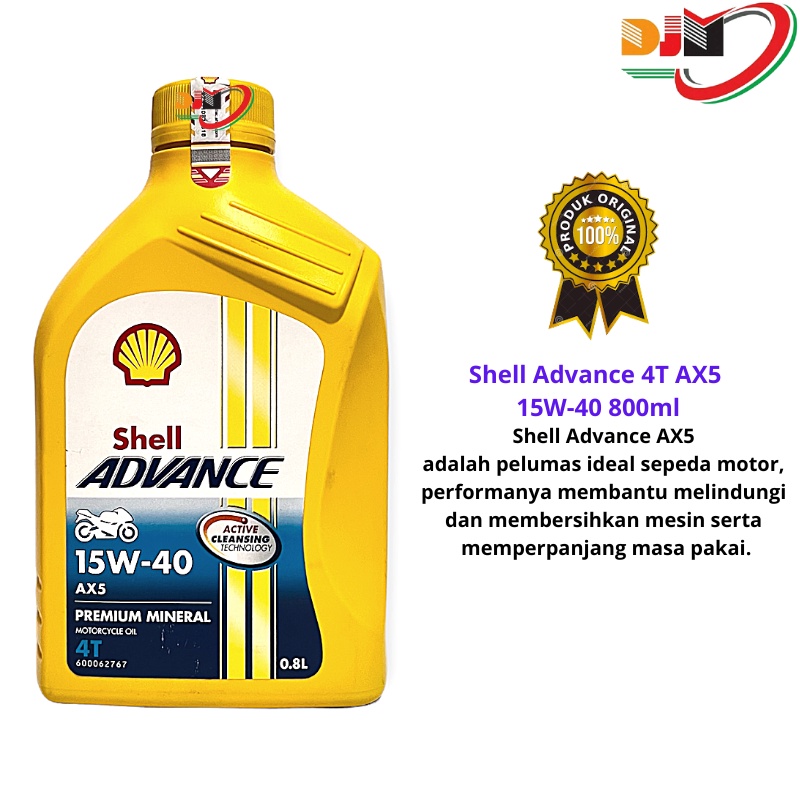 Jual Oil Shell Advance AX5 15W-40 800ml Original Untuk Motor Manual ...
