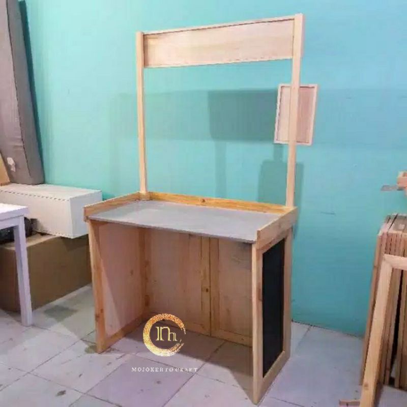 Jual rombong gerobak booth stand portable kayu jati belanda kombinasi ...