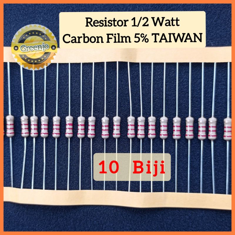 Jual x10 Resistor TAIWAN 1/2Watt 4R7 10R 560R 2K2 33K 1/2 Watt Carbon Film 5℅ 1/2W | Shopee ...