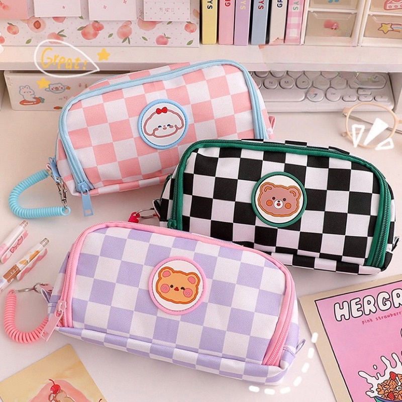 Jual KENSHO Kotak Pensil Sleting Korea Aesthetic Lucu Import / Pencil case/Premium/Plaid ...