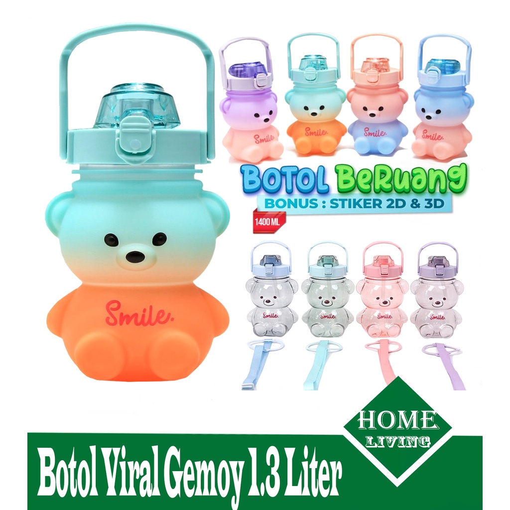 Jual HOKO Botol Minum 1300ML Korea VIRAL Botol Gemoy / Botol Minum ...