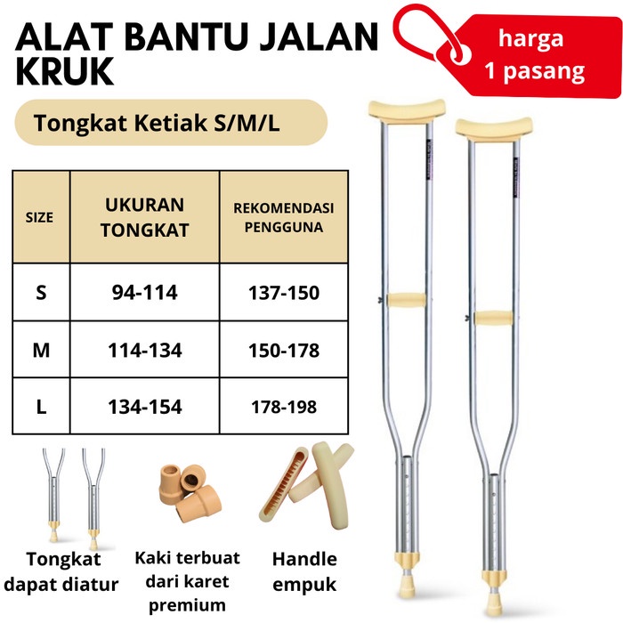 Jual TONGKAT KETIAK/TONGKAT KRUK /CRUTCH/ALAT BANTU JALAN Harga ...