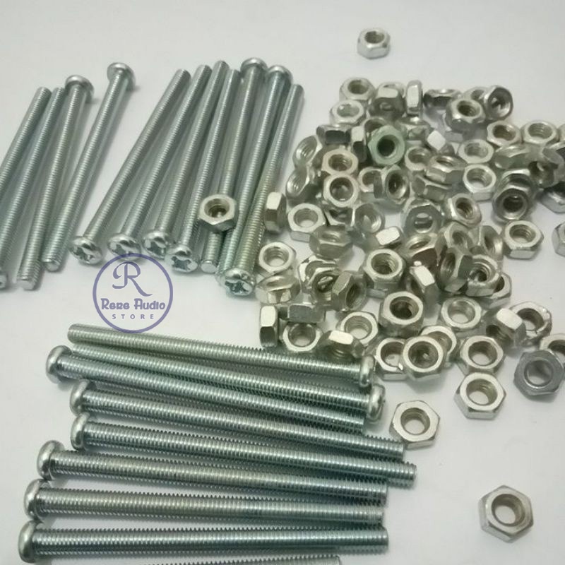 Jual Baut + mur JP M3x40 JP M3 Obeng Plus Kepala Bulat 4cm per 10pcs | Shopee Indonesia