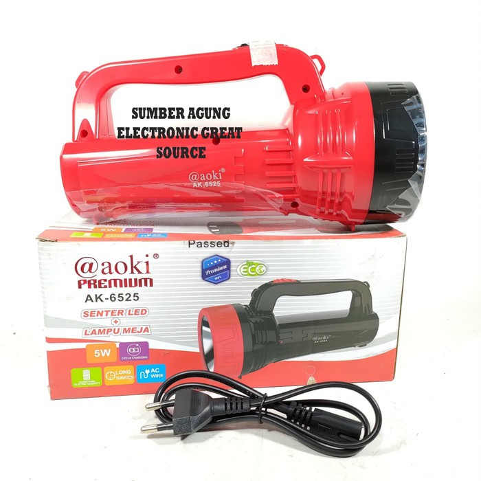 Jual Senter Aoki AK6525 6525 LED 5W Lampu Meja Cas Dengan Kabel Terang ...