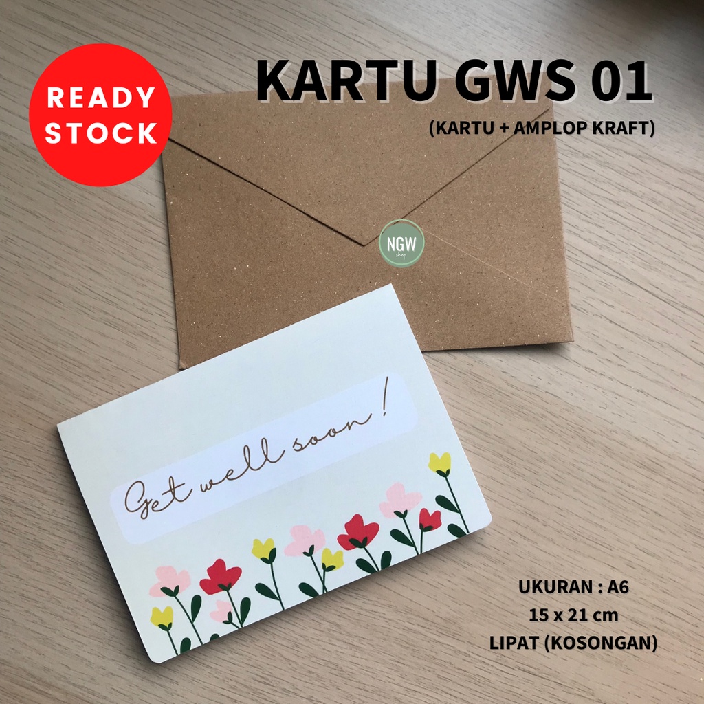 Jual Kartu GWS get well soon ucapan lekas sembuh A6 + amplop kraft set ...