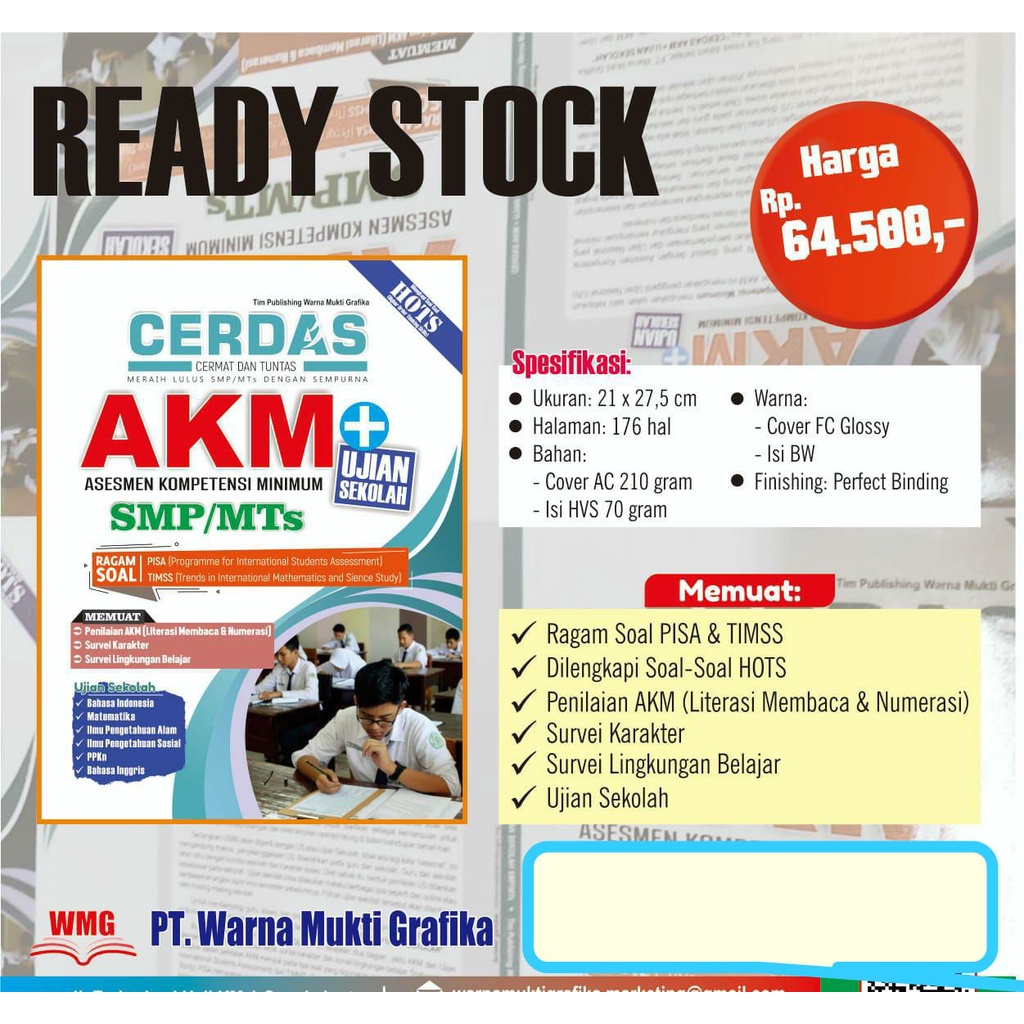 Jual CERDAS AKM PLUS UJIAN SEKOLAH SMP/MTS - KUMPULAN SOAL DAN PEMBAHASAN UJIAN SEKOLAH SMP/MTS ...