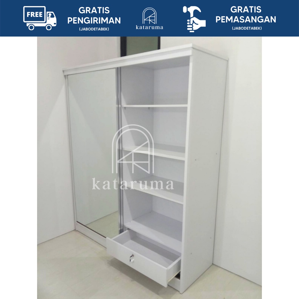 Jual Lemari Sliding Door 2 Pintu Full Cermin Frameless | Shopee Indonesia