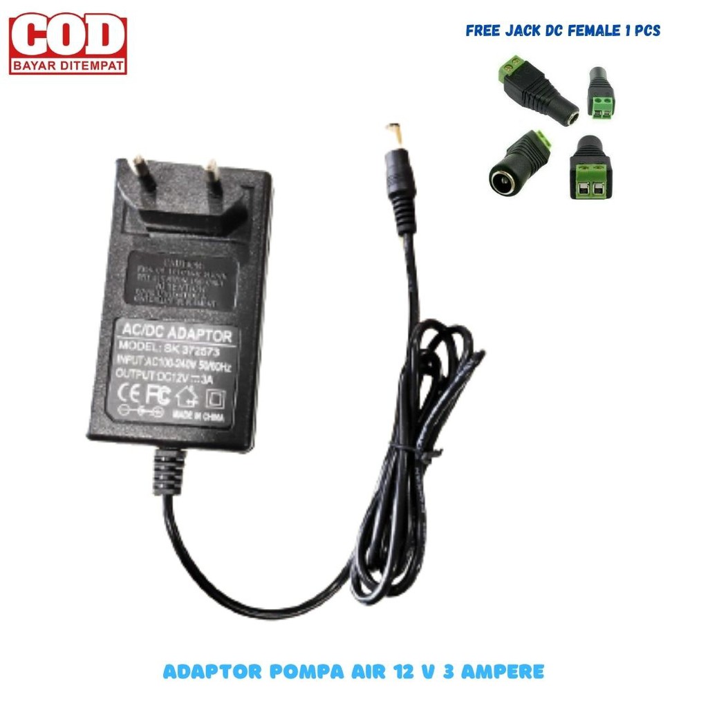 Jual Adaptor 12v 3A/Power Supply AC 220V ke DC 12V 3Ampere Free Jack Dc ...