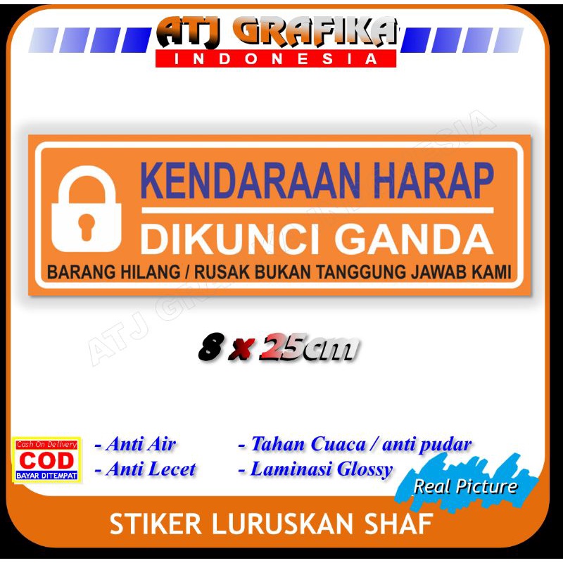 Jual Stiker kendaraan harap dikunci ganda sticker keamanan motor mobil ...