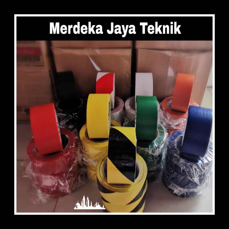 Jual Lakban Lantai Floor Marking Tape Isolasi Lantai vinyl Tape Putih / Wahite Ukuran 24mm x 33 ...
