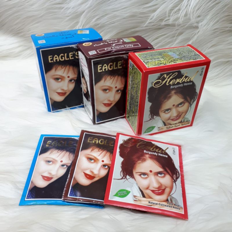 Jual Pewarna Rambut Eagle's Hena Pilih Warna Per Box isi 6 Pcs | Shopee ...